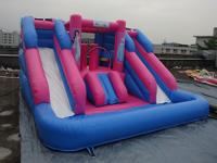 China Outdoor Amusement Park Black Color Inflatable Water Slide With Pool For Kids for sale
