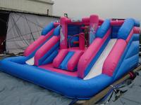 China Outdoor Amusement Park Black Color Inflatable Water Slide With Pool For Kids for sale
