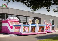China Commercial Plato PVC 10m Pink Candyland Inflatable Amusement Park With Slide for sale