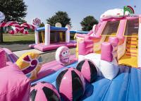 China Commercial Plato PVC 10m Pink Candyland Inflatable Amusement Park With Slide for sale