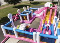 China Commercial Plato PVC 10m Pink Candyland Inflatable Amusement Park With Slide for sale
