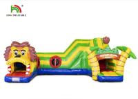 China PVC Outdoor Lion Carton Bounce Obstacle Course 6.5*5.5*3.2m for sale
