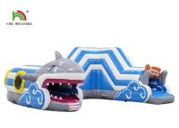 China Indoor 6.5x5.5m Blue Shark Inflatable Bounce Obstacle Course for sale