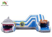 China Indoor 6.5x5.5m Blue Shark Inflatable Bounce Obstacle Course for sale