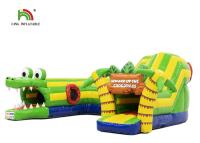 China Outdoor 6.5x5.5m Green Crocodile Inflatable Obstacle Course Inflatable Sports Games for sale