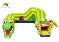 China Outdoor 6.5x5.5m Green Crocodile Inflatable Obstacle Course Inflatable Sports Games for sale