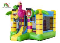 China Kindergarten 3m Pink Inflatable Flamingo Bouncy Castle With Slide for sale