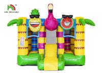 China Kindergarten 3m Pink Inflatable Flamingo Bouncy Castle With Slide for sale