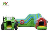 China Logo Printing Green 6.5m Tractor Inflatable Obstacle Course For Party for sale