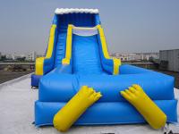 China Giant Outdoor Yellow Inflatable Water slide With Pool / Commercial Water Park For Kids for sale