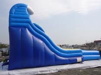 China Giant Outdoor Yellow Inflatable Water slide With Pool / Commercial Water Park For Kids for sale