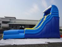 China Giant Outdoor Yellow Inflatable Water slide With Pool / Commercial Water Park For Kids for sale
