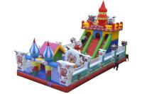 China 0.4mm PVC Outdoor Inflatable Amusement Playground Theme Trampoline Park With Slides for sale