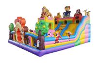 China 0.4mm PVC Outdoor Inflatable Amusement Playground Theme Trampoline Park With Slides for sale