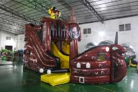China Anti - UV Kids Backyard Inflatable Pirate Ship With Bouncy Slide Castle for sale