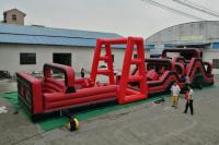 China 20m*4m Red Color Running Inflatable Water Obstacle Course Rental for sale