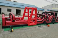 China 20m*4m Red Color Running Inflatable Water Obstacle Course Rental for sale