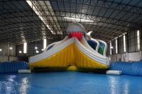 China Giant Inflatable Water park Suit with White Shark Water Slide and float toys for sale