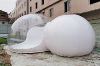 China Transparent 5m Hotel Inflatable Clear Bubble Tent With Tunnel And Bathroom for sale
