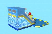 China Outdoor Custom Fire Ice Color Inflatable Water Slide With Swimming Pool for sale