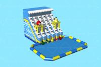 China Outdoor Custom Fire Ice Color Inflatable Water Slide With Swimming Pool for sale
