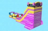 China 16m Long Lovely Custom Fire Ice Color Inflatable Water Slide For Adults and Kids for sale
