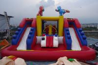 China Double Sides Inflatable Water Slide Combo With Hero Painting Kids Park Fun for sale