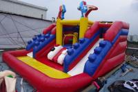 China Double Sides Inflatable Water Slide Combo With Hero Painting Kids Park Fun for sale
