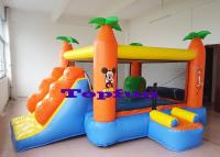 China Cartoon Themed Commercial Bounce Houses With Net Door and Slide for sale