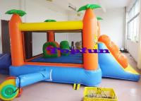 China Cartoon Themed Commercial Bounce Houses With Net Door and Slide for sale