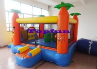 China Cartoon Themed Commercial Bounce Houses With Net Door and Slide for sale