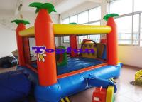 China Cartoon Themed Commercial Bounce Houses With Net Door and Slide for sale