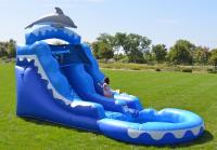 China Cartoon Shark 10x21ft Inflatable Water Slide For Kids Quadruple Stitching for sale