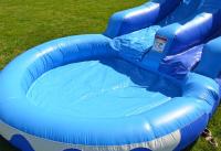 China Cartoon Shark 10x21ft Inflatable Water Slide For Kids Quadruple Stitching for sale