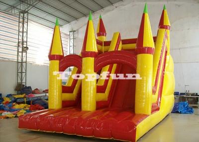 China Kids Inflatable Volcano Dry Slide Double Line Jumping Castle Playground for sale