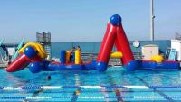 China Colorful PVC Inflatable Water Park 10 Peoples Obstacle Course for sale