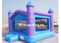 China 15feet Purple / Blue Inflatable Jumping Castle With Roof And Mash Windows for sale