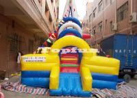 China Safe Inflatable Barque Jumping Castle , Inflatable Bouncy Boat With Long Slide for sale
