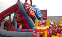 China Exciting Car Race Inflatable Slide , Customised Inflatable PVC Tarpaulin Slide for sale