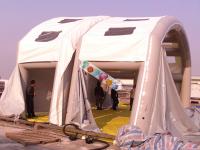 China Simple Strong Airtight Frame Tube Structure Inflatable Tent 0.9mm PVC Tarpaulin for sale