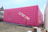 China Pink Fabric Inflatable Stitching Cube , Blowers Sewn Inflatable Cube Tent for sale
