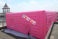 China Pink Fabric Inflatable Stitching Cube , Blowers Sewn Inflatable Cube Tent for sale