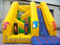 China Yellow Plato Inflatable Animal Obstacle Slide 0.55mm PVC Tarpaulin With Digital Printing for sale