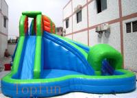 China 6 x 6m Green Inflatable Kids Water Slides 0.55mm PVC Tarpaulin With Pool for sale