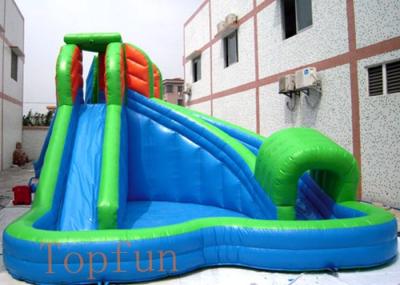 China 6 x 6m Green Inflatable Kids Water Slides 0.55mm PVC Tarpaulin With Pool for sale