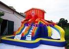 China 6 x 6m Green Inflatable Kids Water Slides 0.55mm PVC Tarpaulin With Pool for sale
