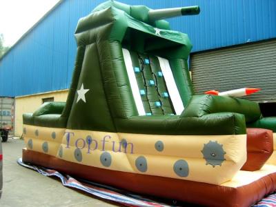China Double Stitching Tank Bouncy Castle Plato 0.55mm PVC Tarpaulin WIth Climbing Wall for sale