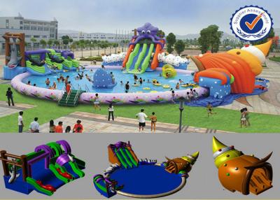 China PVC Inflatable 30M Pool Inflatable Water Parks Huge Slide For Summer for sale