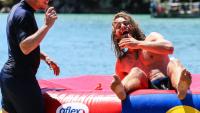 China Customized Inflatable Water Park Equipments Floating Obstacle Course for sale
