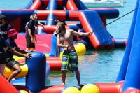 China OEM Multi Zone Inflatable Water Park 80 People Capacity for sale